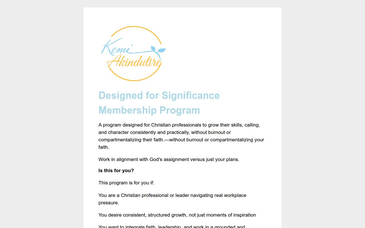 Designed for Significance Program